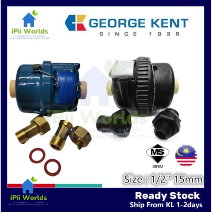 iPii GMK 1/2" Plastic Water Meter & Brass Water Meter with couplings ...