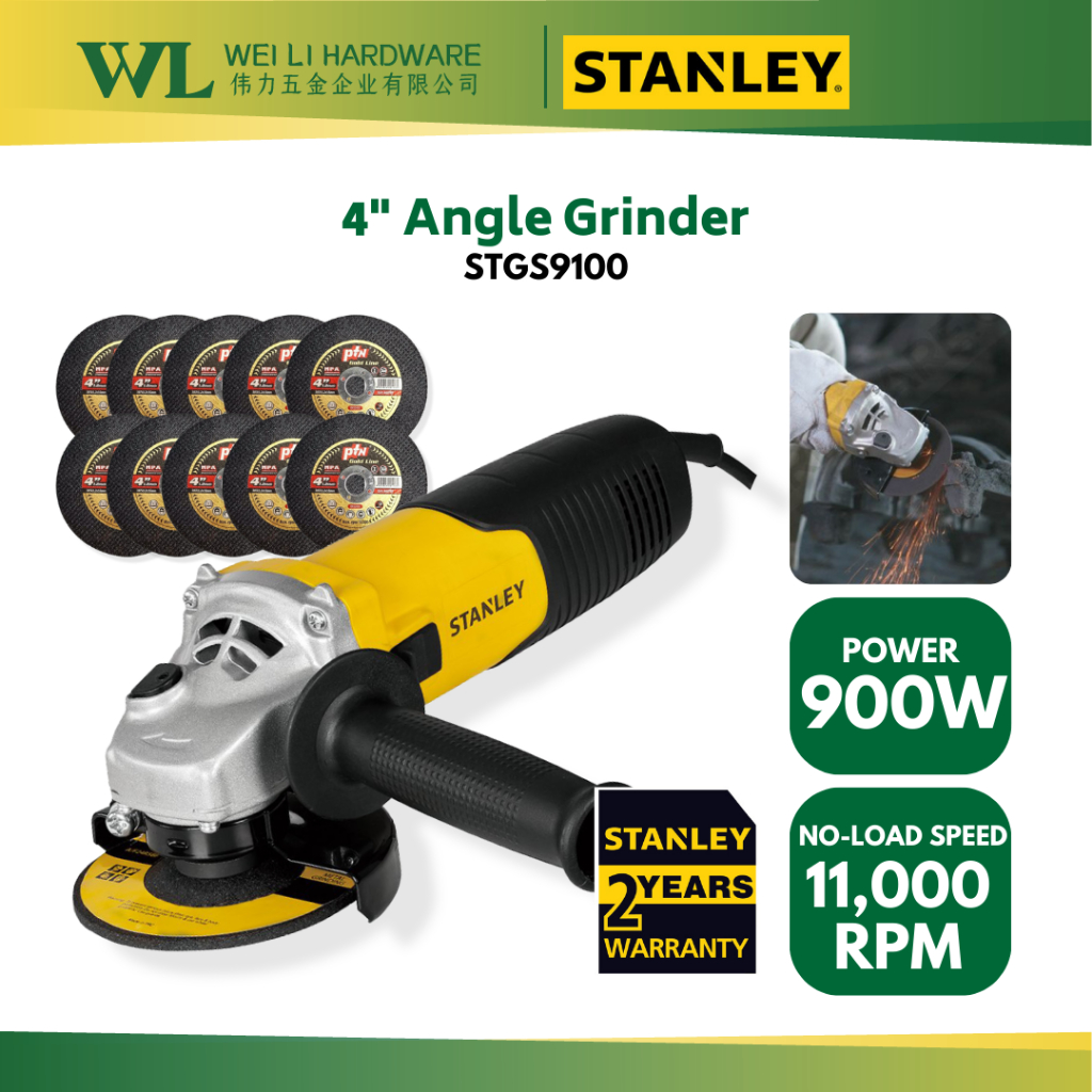 STANLEY STGS9100 900W 4" Angle Grinder / stanley angle grinder mesin ...