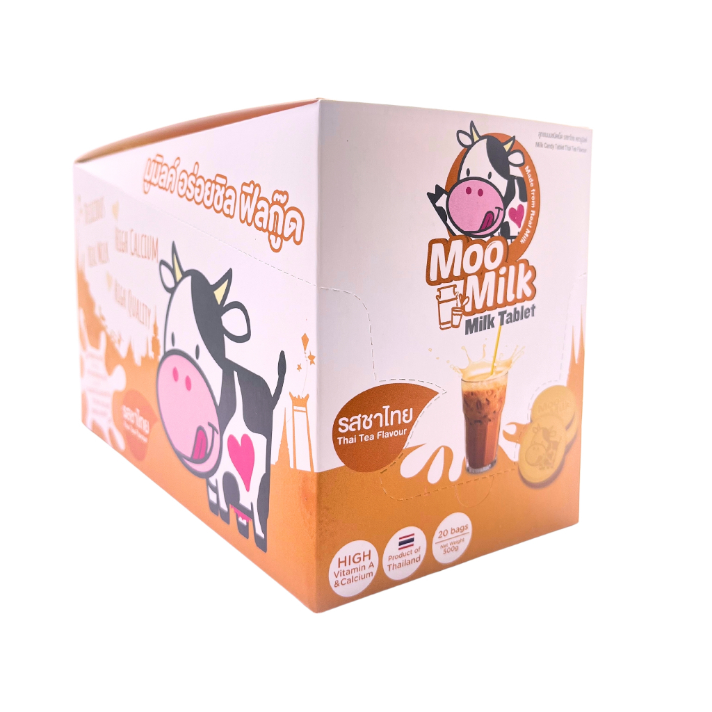 Moo Milk Milk Tablet Thai Tea Flavour 500g (25g x 20 packs) | Shopee ...