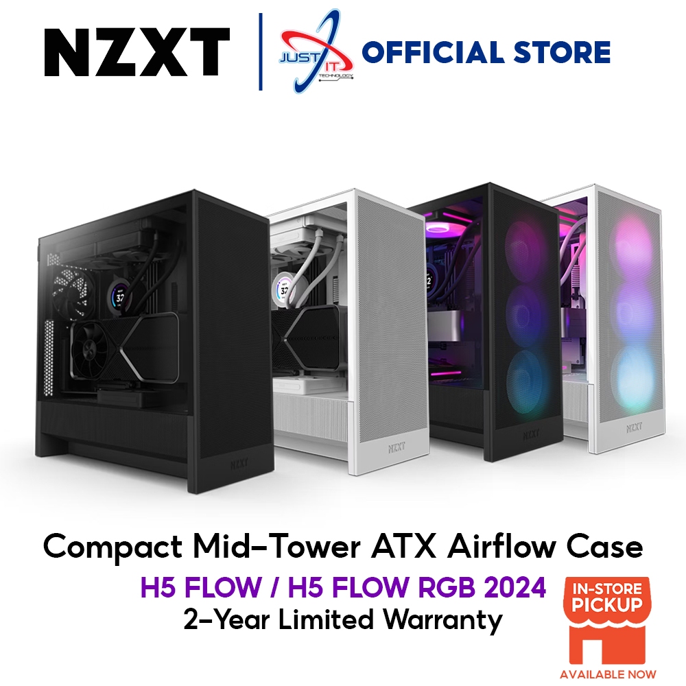 NZXT H5 Flow 2024 Mid-Tower ATX Air Flow PC Case - Black/White | Shopee ...