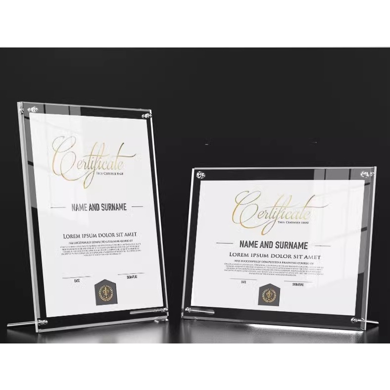 Acrylic Certificate Photo Frame / Acrylic Photo Frame With Stand ...