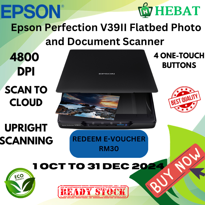 EPSON PERFECTION V39II FLATBED PHOTO AND DOCUMENT SCANNER WITH 4800 DPI ...