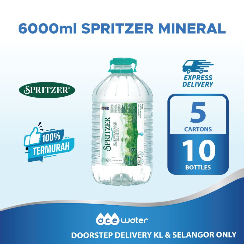 Spritzer Mineral Water 6000ml (6L) 5 Cartons 10 Bottles Doorstep Fast Delivery | Shopee Malaysia