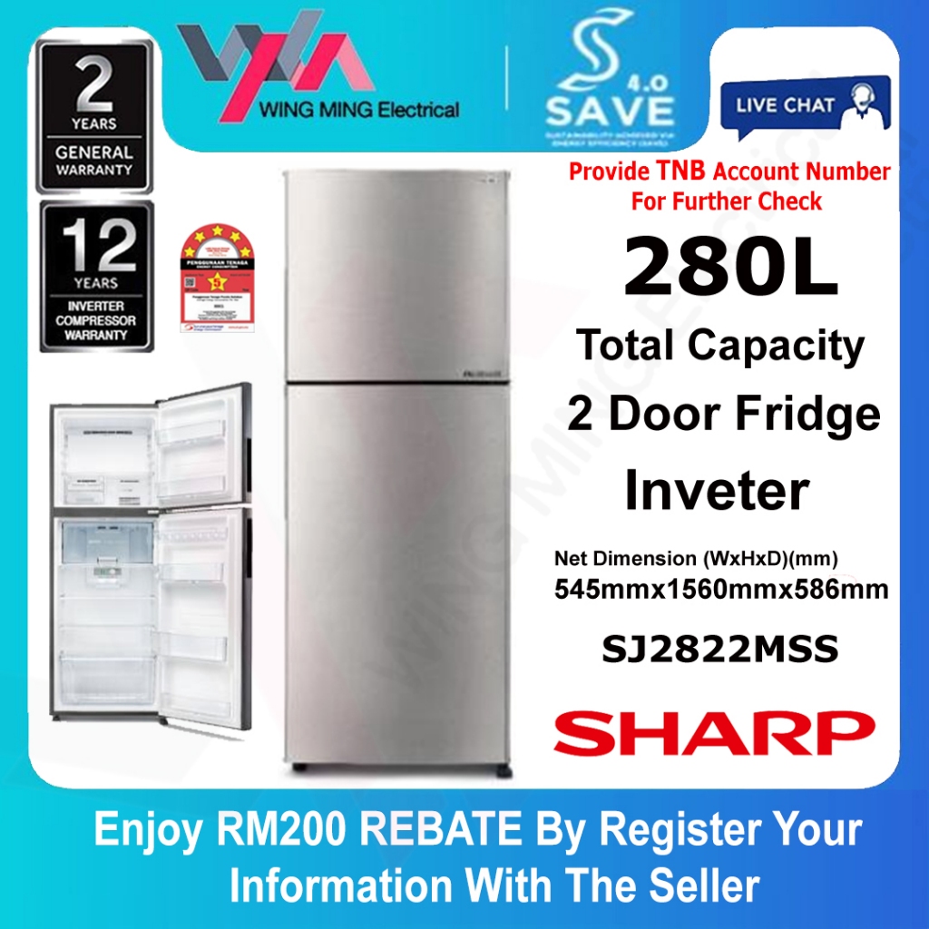 [ Save 4.0 ] Sharp 280L Folio Refrigerator 2 Door/Peti Ais 2 Pintu ...