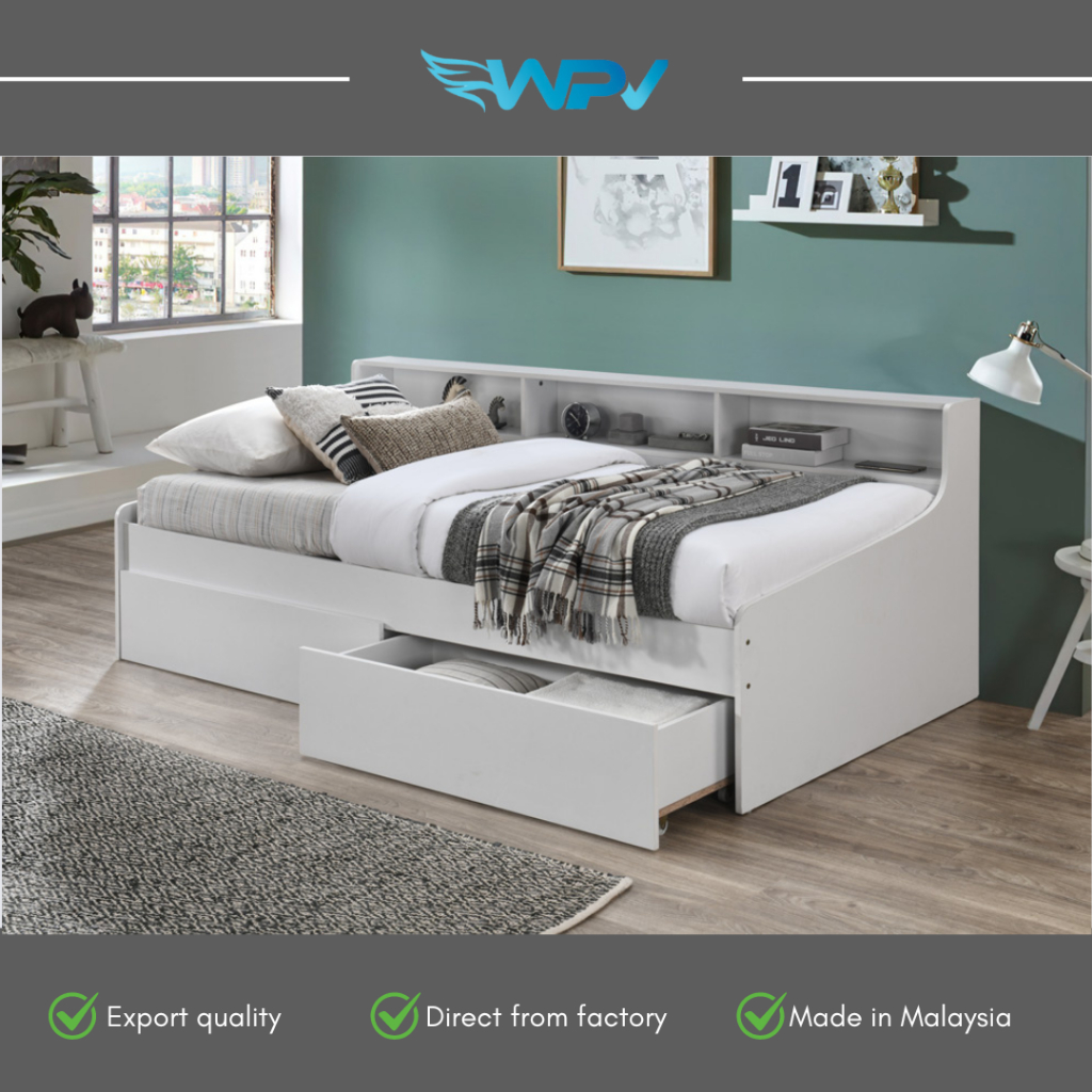 Bed Frame ~ IRIS Single / Super Single Bed Frame with Trolley Drawer / Katil dengan Laci Troli ...