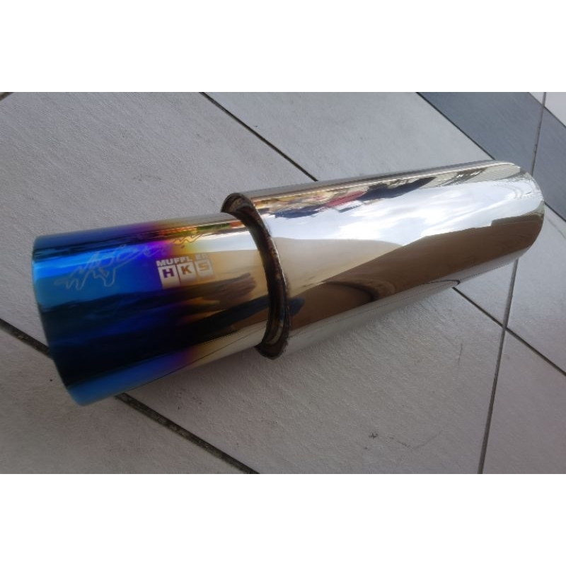 Hks Car Muffler Exhaust Semi S-Flow Titanium Blue Tip Stainless Steel Sport Muffler Tabung Ekzos ...