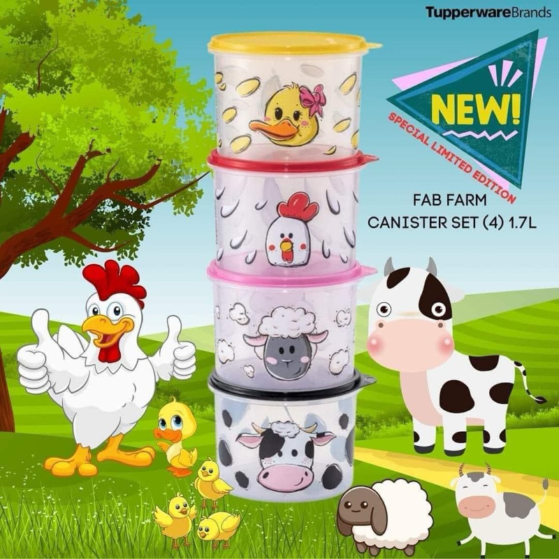 Tupperware Canister LAT Kampung Boy/Fab Farm/Artville/Ballon/Plain - 1 ...
