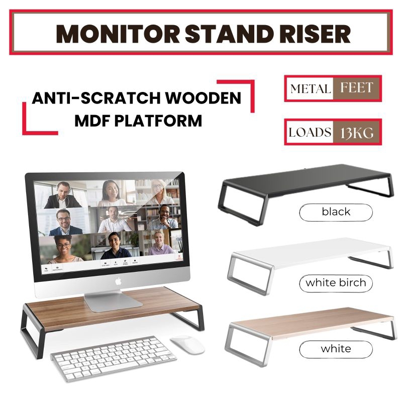 Premium ID20 Ergonomic Monitor Stand Riser with Metal Feet for Computer ...