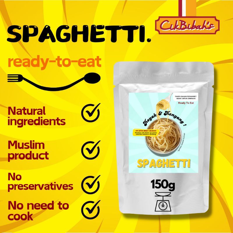 (180g) READY TO EAT Spaghetti No Preservatives Muslim Product Halal ...
