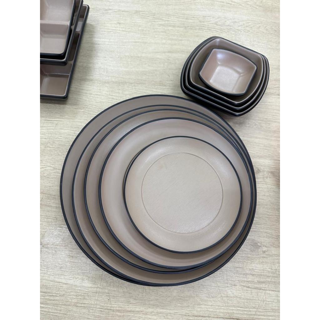Dual Tone Round Plate Melamine Rice Dinner Food Tableware Set Pinggan ...