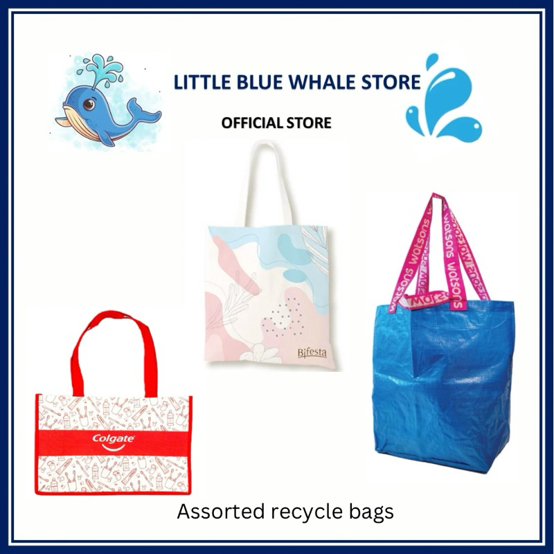Assorted recycle tote shopping grocery bags Colgate Watson’s Bifesta ...