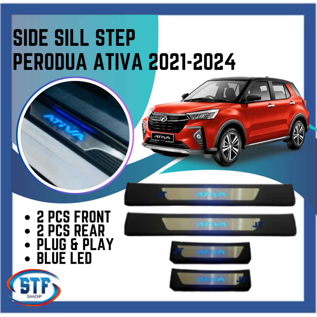 Perodua Ativa 2021-2024 Blue LED Door Side Sill Step Plate 4 PCS ...