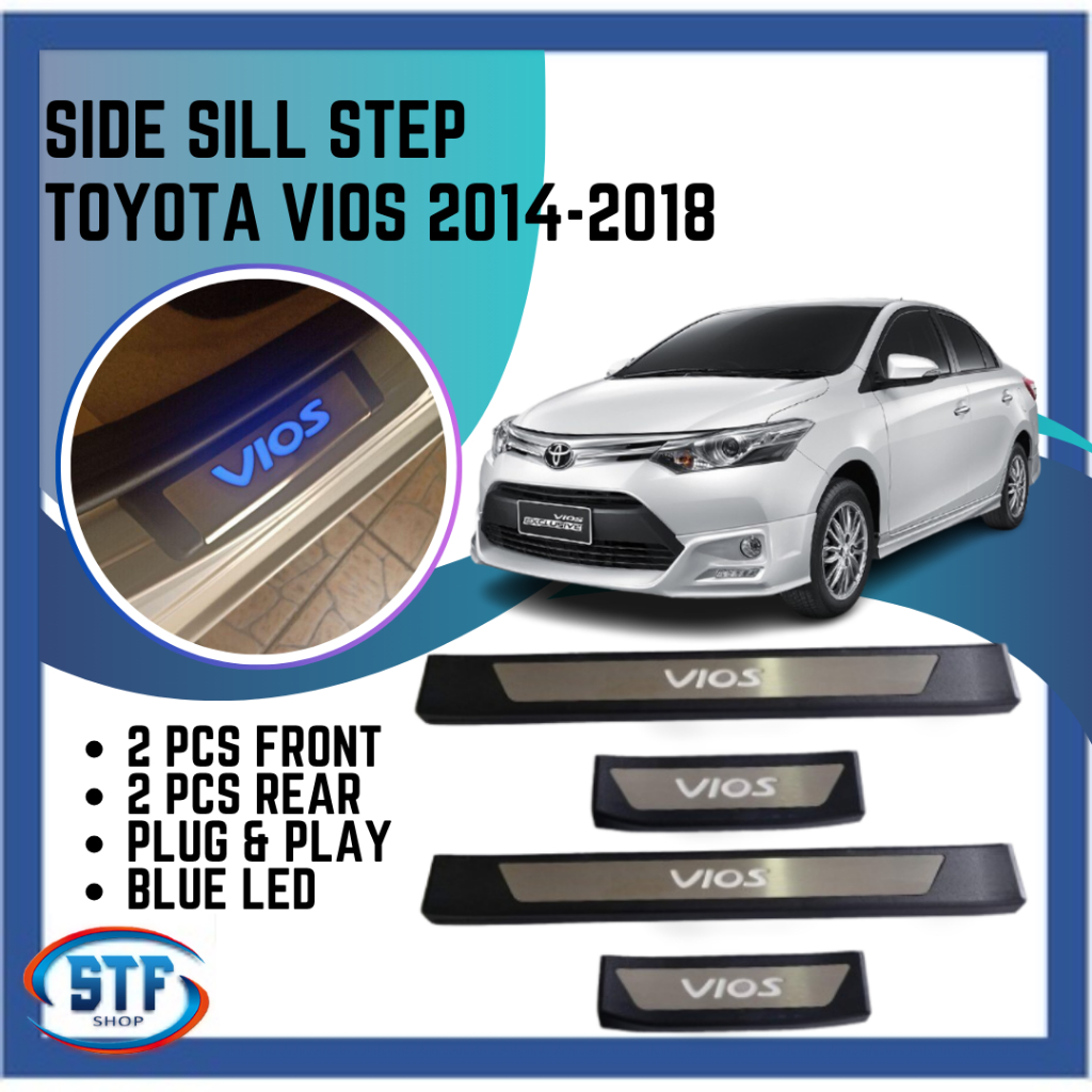 Toyota Vios 2013-2018 Door Side Sill Step With Blue LED 4 PCS | Shopee ...