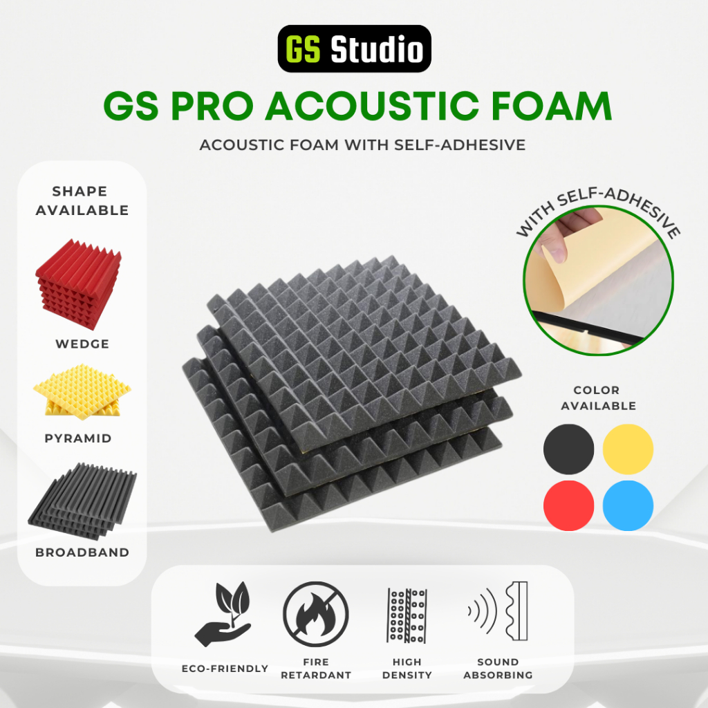 GS Pro Acoustic Foam With Self-Adhesive Soundproof Foam Studio ...