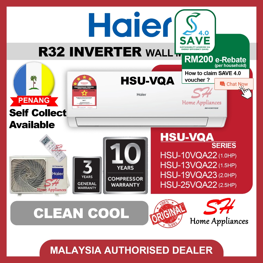 HAIER R32 Inverter Air-conditioner Aircond 1.0HP-2.5HP HSU-VQA / HS-VPC ...