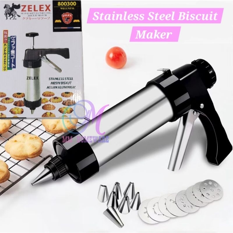 ZELEX Stainless Steel Biscuit Press Cookies Maker Gun Pastry Piping ...