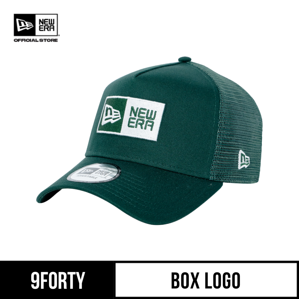 New Era 9FORTY A-Frame Trucker Box Logo Dark Green Snapback Cap ...