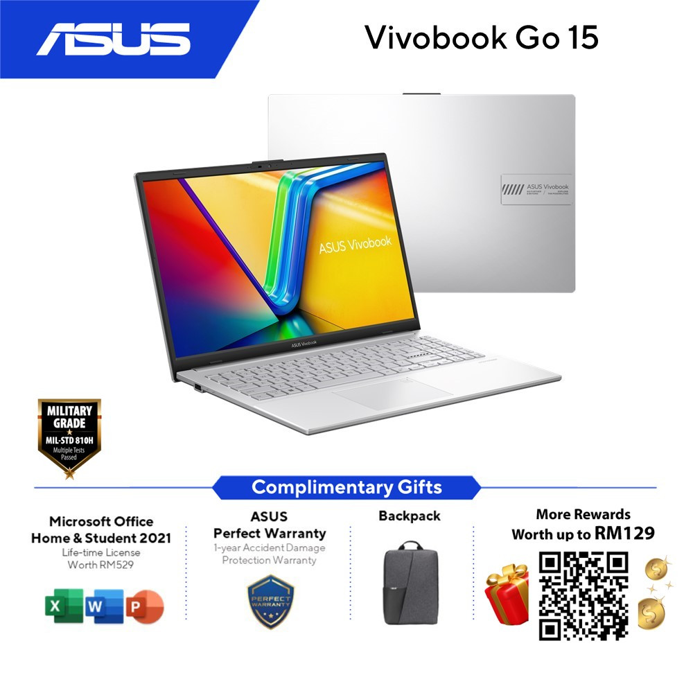 Asus Vivobook Go E1504F-ABQ469WMS Silver Laptop (AMD R5-7520U, 16GB ...