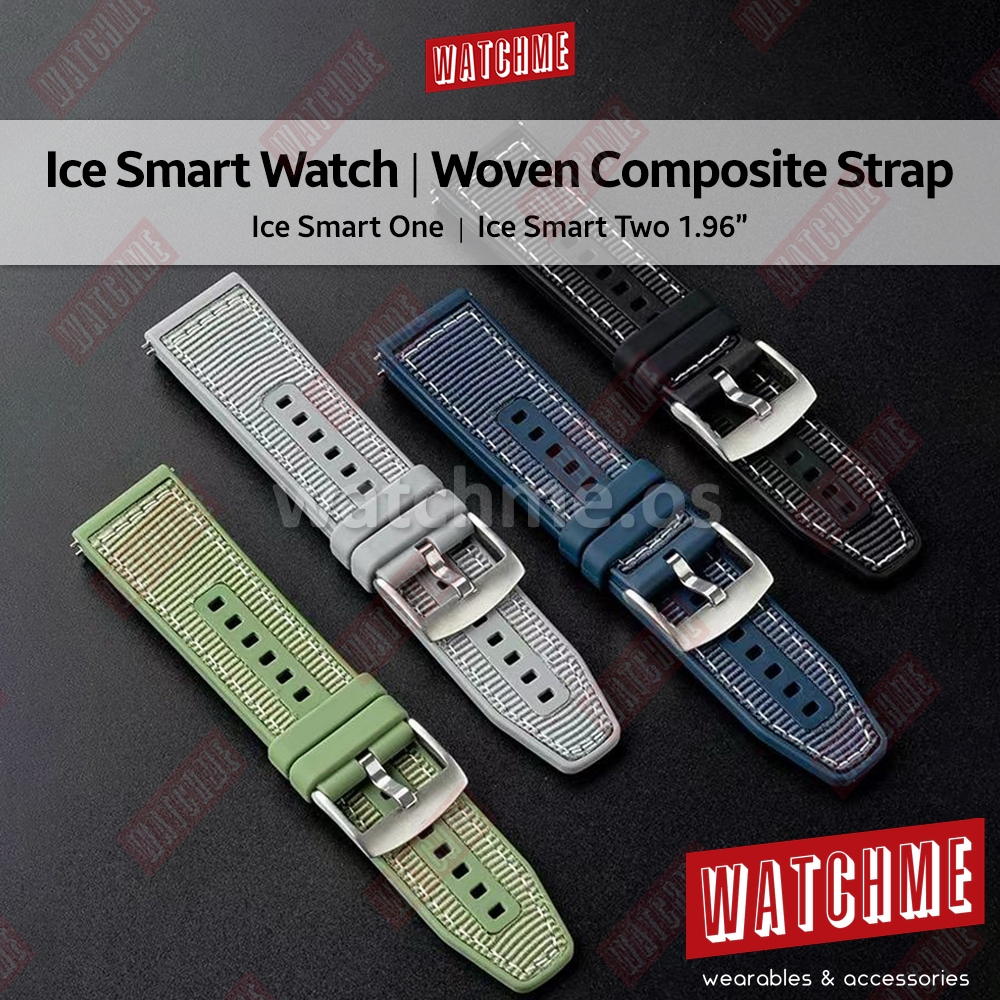 Ice Smart Watch Two Strap, Woven Composite Strap 22mm, Stainless Steel ...