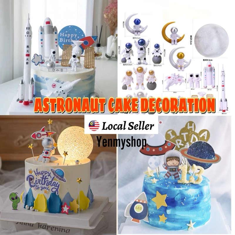 Kek Alatan Astronaut Cake Topper Decoration | Planet Spaceman Cake ...