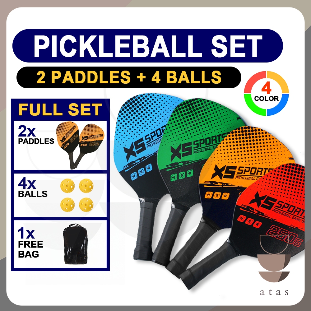 ATAS Pickleball Paddle Full Set Racket Set Wooden Pickle Ball Beginner ...