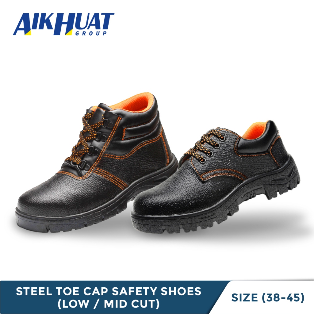 (+Steel Toe Cap) Safety Shoe With Steel Toe & Cap Low Cut & Mid Cut Safety Boot Kasut ...