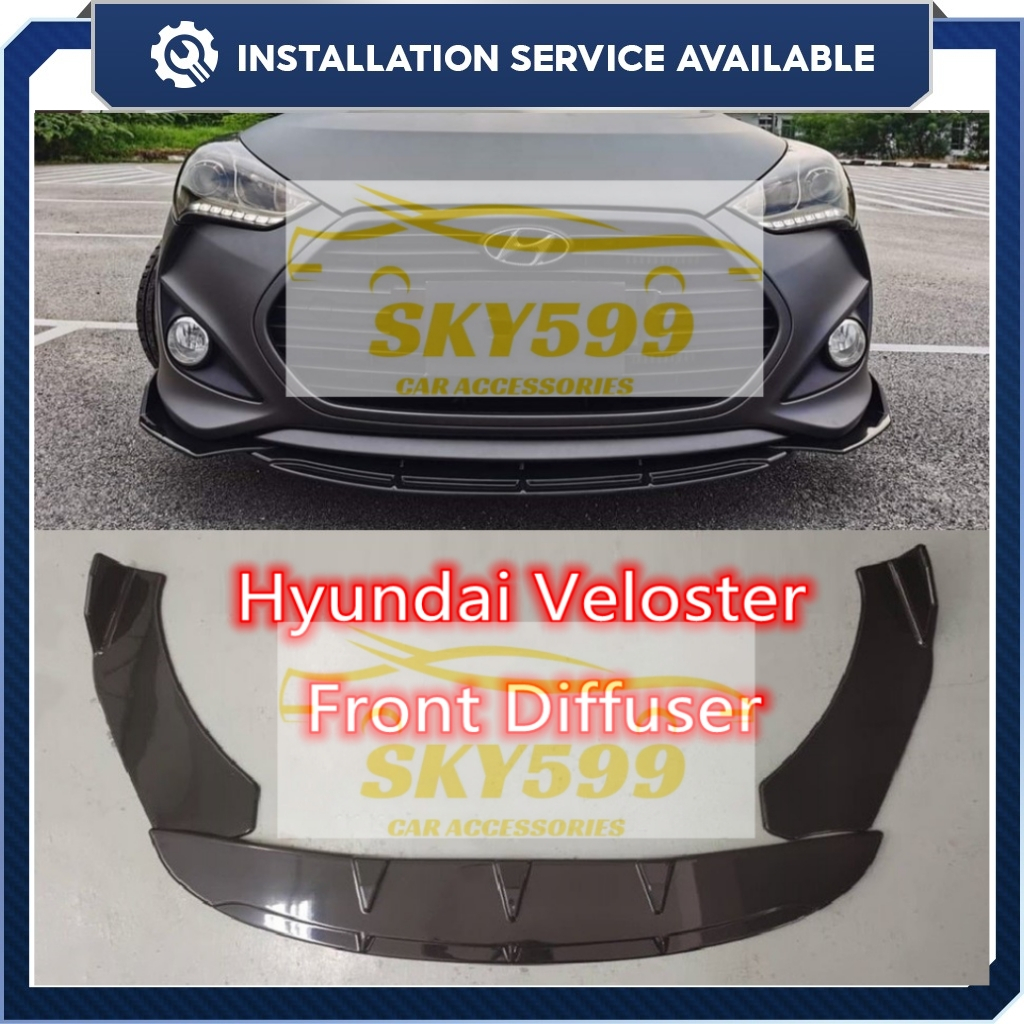 Hyundai Veloster Front Bumper Diffuser Lip Wrap Angle Splitters Black ...