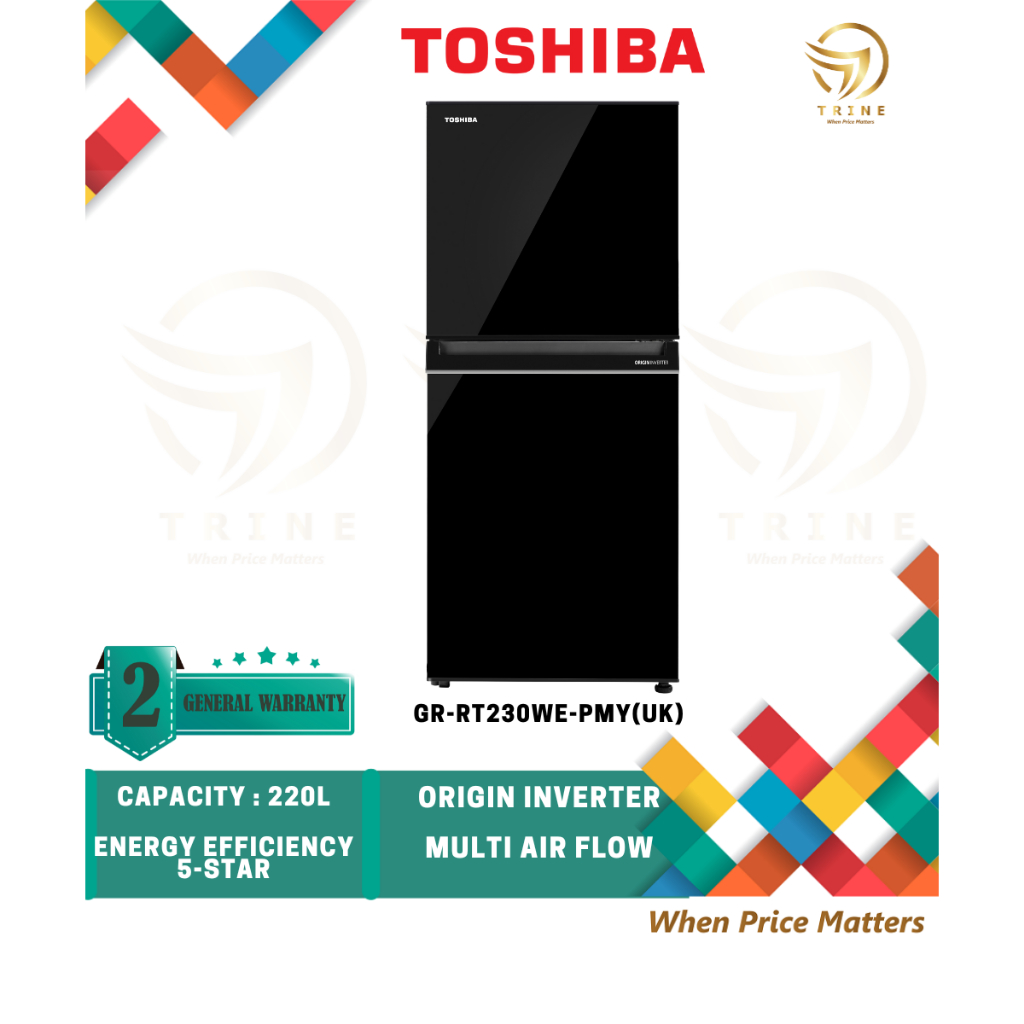 [NUR]TOSHIBA 220L 2 DOOR ORIGIN INVERTER FRIDGE WITH AG+ BIO DEODORIZER ...