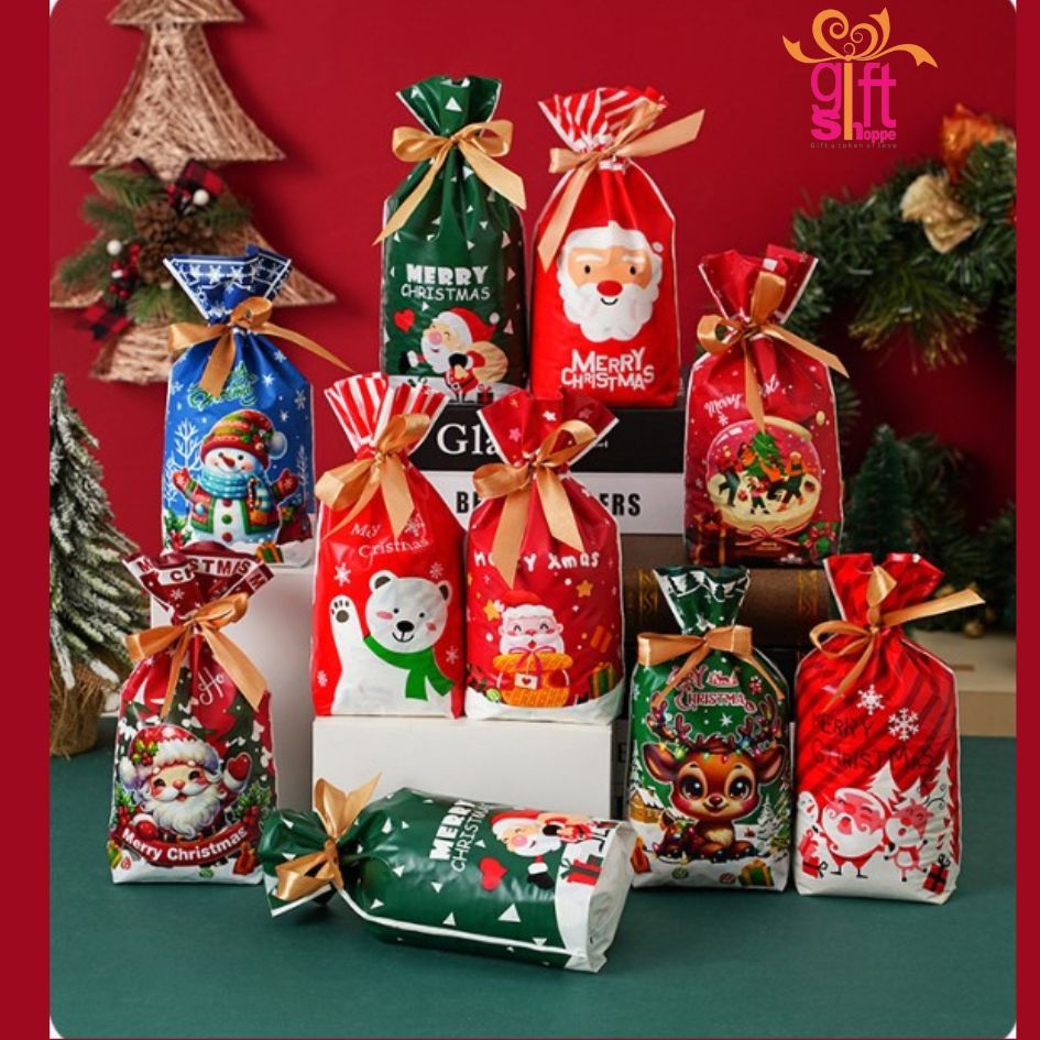 [10-50pcs] 8 designs Cute Christmas Cookies Goodies Bag 15x23cm | Beg ...