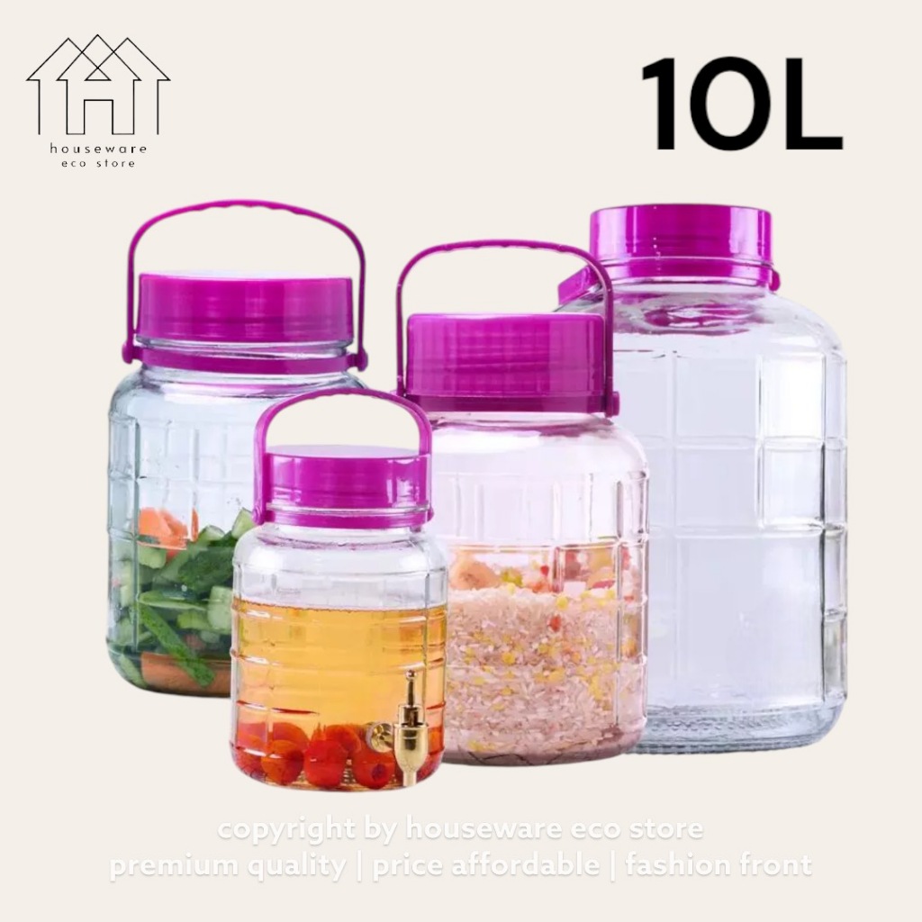 Glass Bottle Container 10 litres / Balang Kaca Ketat Udara Storage ...