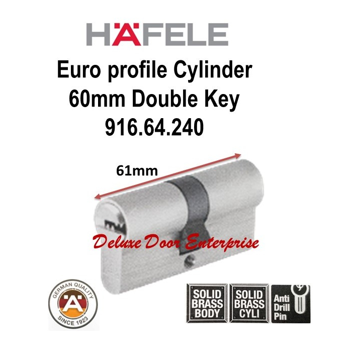 Hafele Euro Profile Cylinder Double Key 60mm Hafele double key 60mm ...