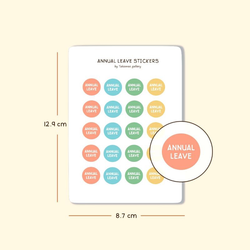 Annual Leave Cuti Sticker for Bujo Daily Weekly Yearly Planner ...