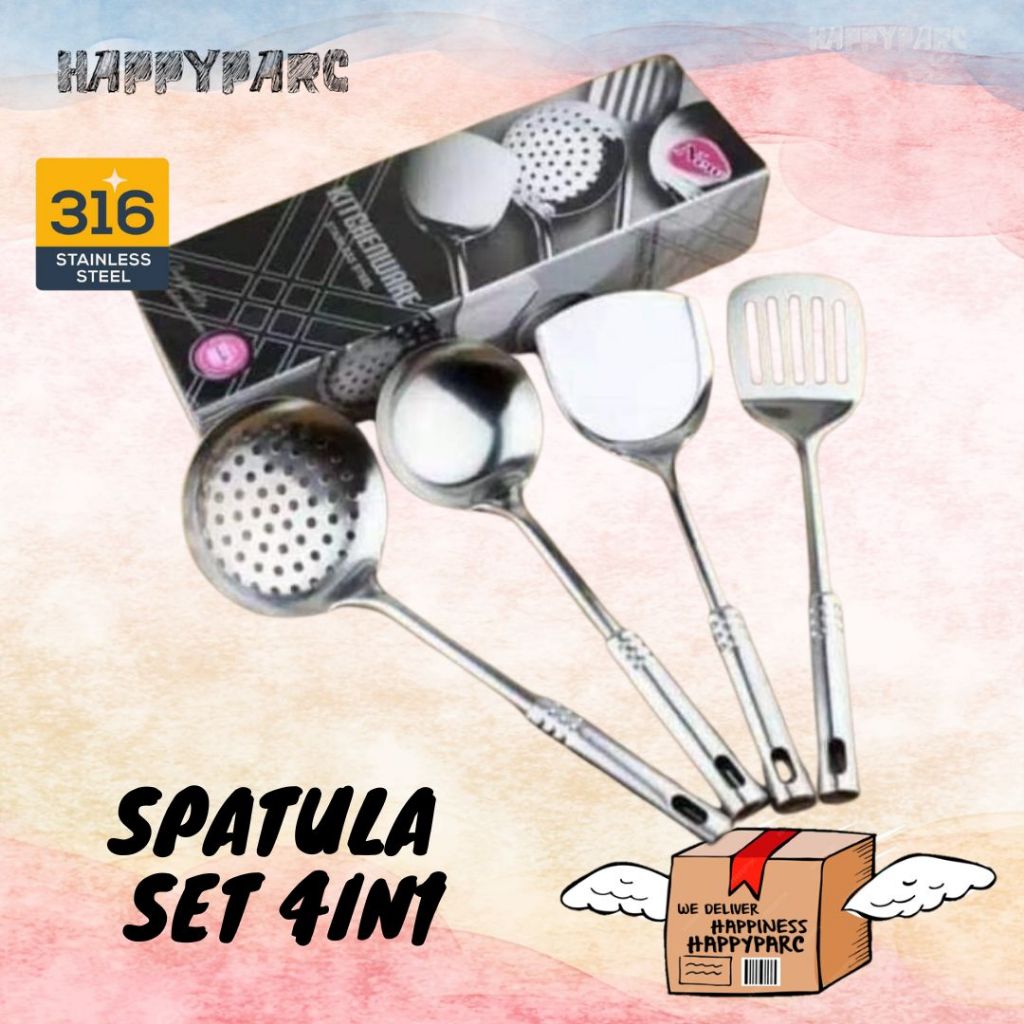 SENDUK SET 4 IN 1 DAPUR STAINLESS STEEL COOKWARE KITCHEN UTENSIL SET ...