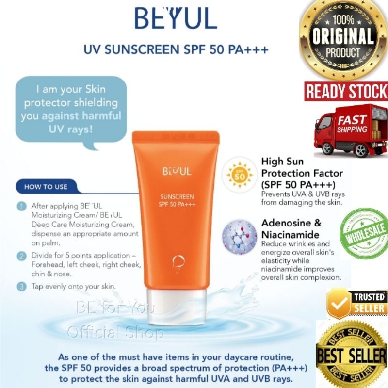 [ READY STOCKS ] BE BEYULL UV SUNSCREEN SPF 50 PA+++ (50g) 100% ...