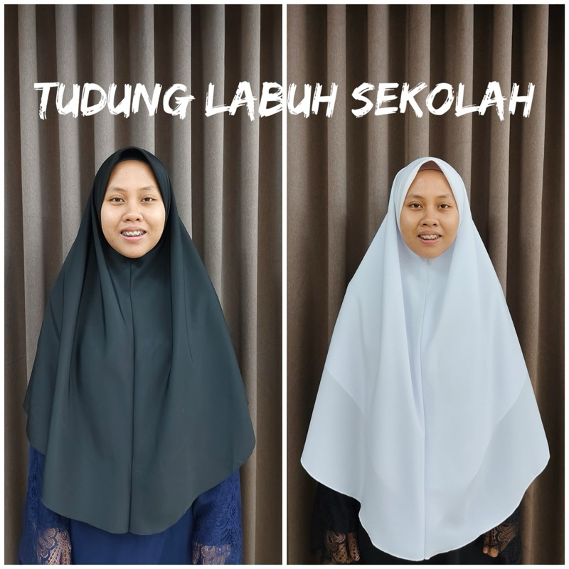 TUDUNG LABUH SEKOLAH AGAMA | HITAM PUTIH | KAIN KOSHIBO Hijab Flowy ...