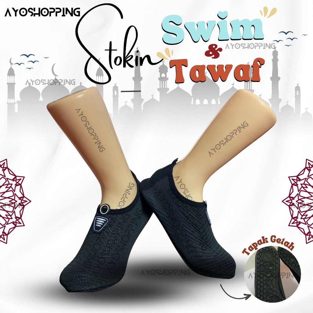 STOKIN TAWAF UMRAH SWIM BERENANG MATERIAL SPANDEX TAPAK GETAH SELESA ...