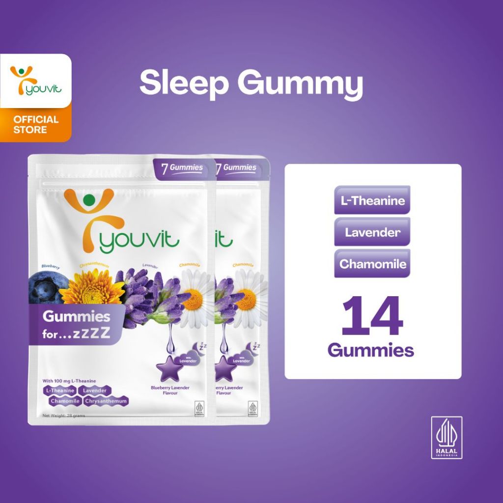 Youvit ZZZ Gummy 14 Days (14 Pcs) for Deep & Easy Sleep |With L-Theanine, Lavender, Chamomile ...
