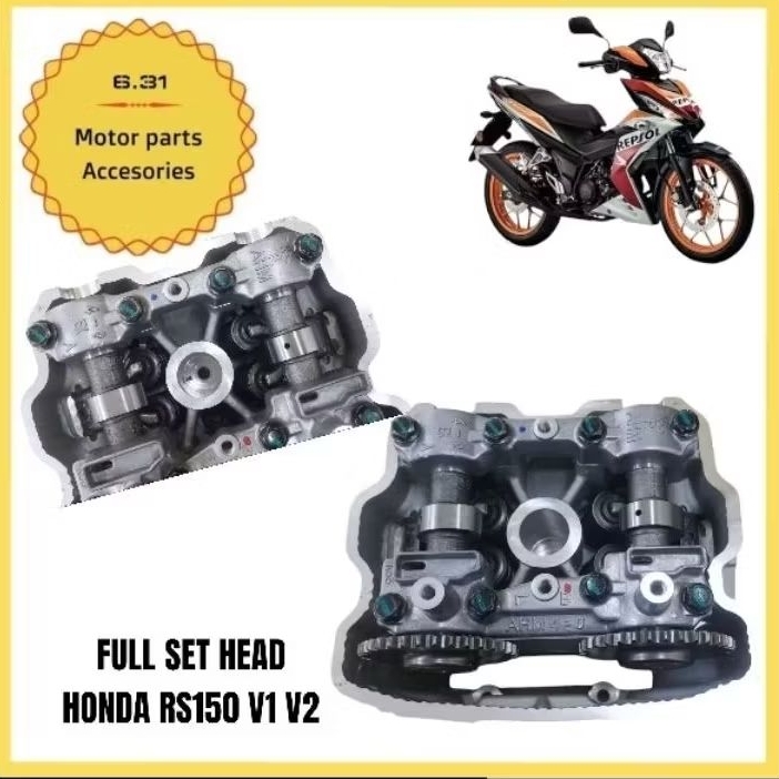 HONDA RS150 V1 V2 STANDARD COMPLETE HEAD SET HEAD ASSY WITH CAM ROCKER ...