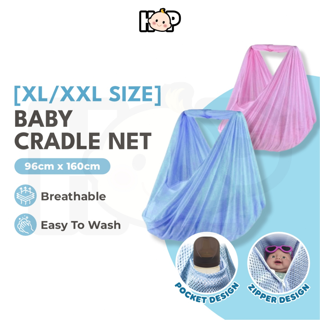 Baby Cradle Net XL Size With Head Cover 90cm x 130cm Kain Buaian Baby ...