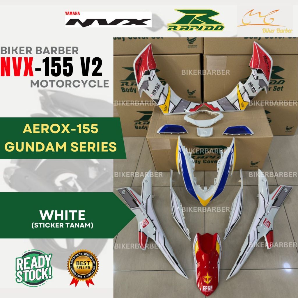 RAPIDO Coverset Yamaha Nvx V2 Aerox-155 Gundam Series White Body Cover ...