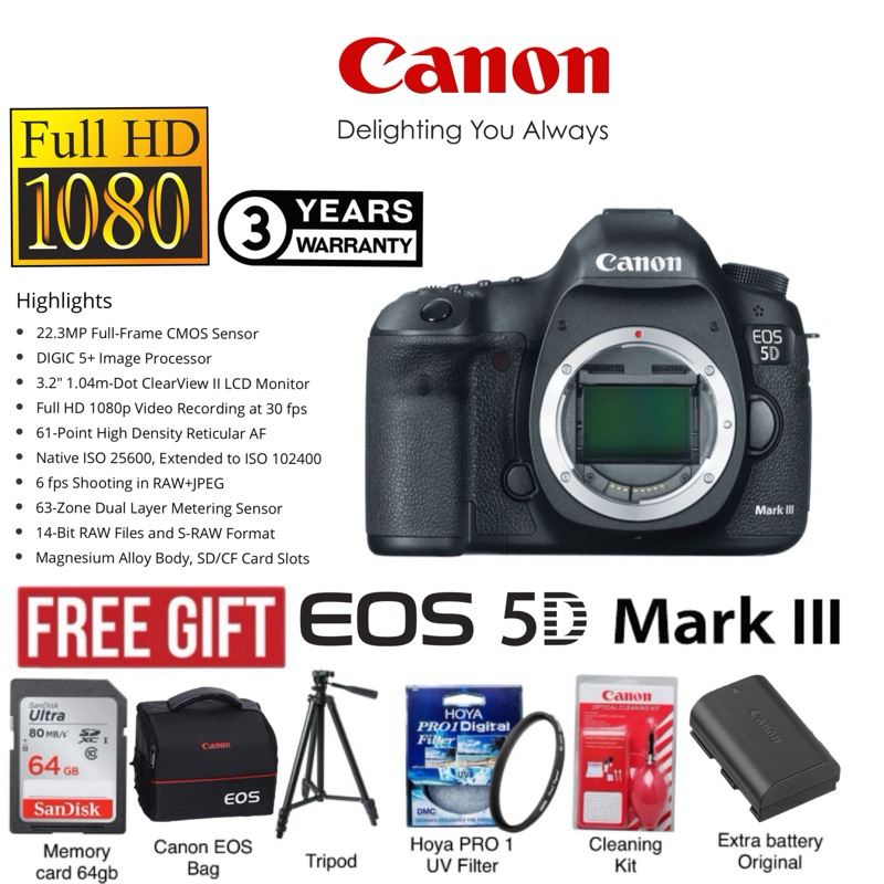FULL FRAME CANON EOS 5D MARK III MARK 3 BODY ORIGINAL (3 YEARS WARRANTY ...