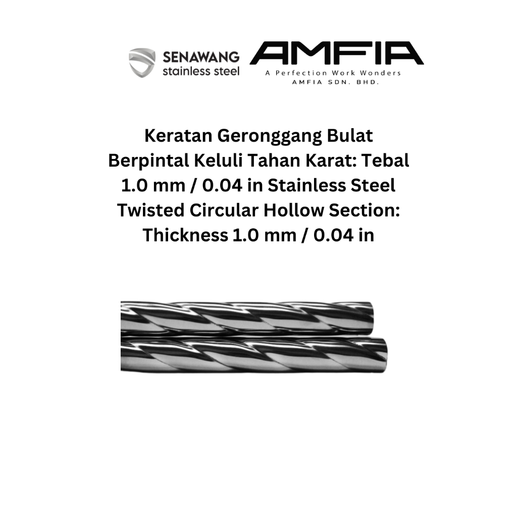 Stainless Steel SUS304 Twisted / String Pipe / Tube – 1.0mm | Paip ...