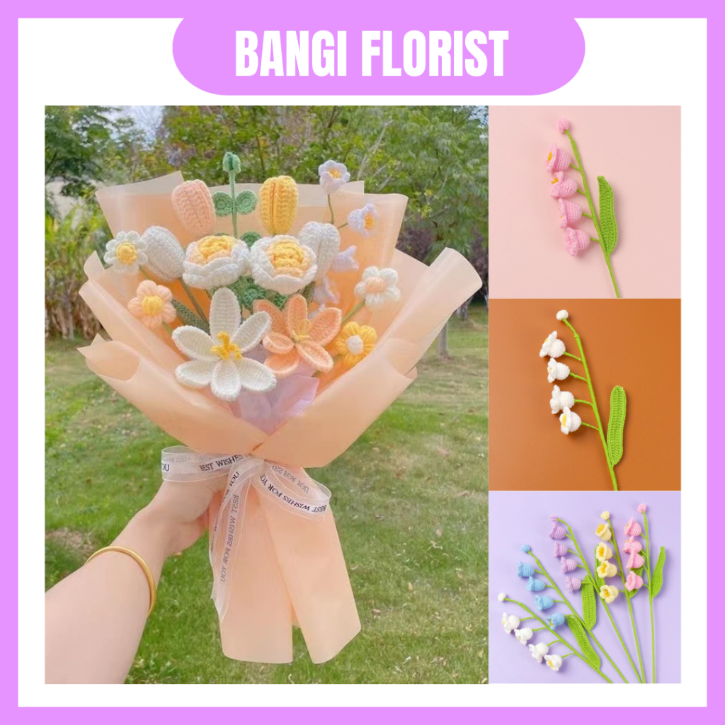 (1PC) CROCHET SULAM ORCHID BELL Flower Bunga Sulam Wool Hand Knitted ...