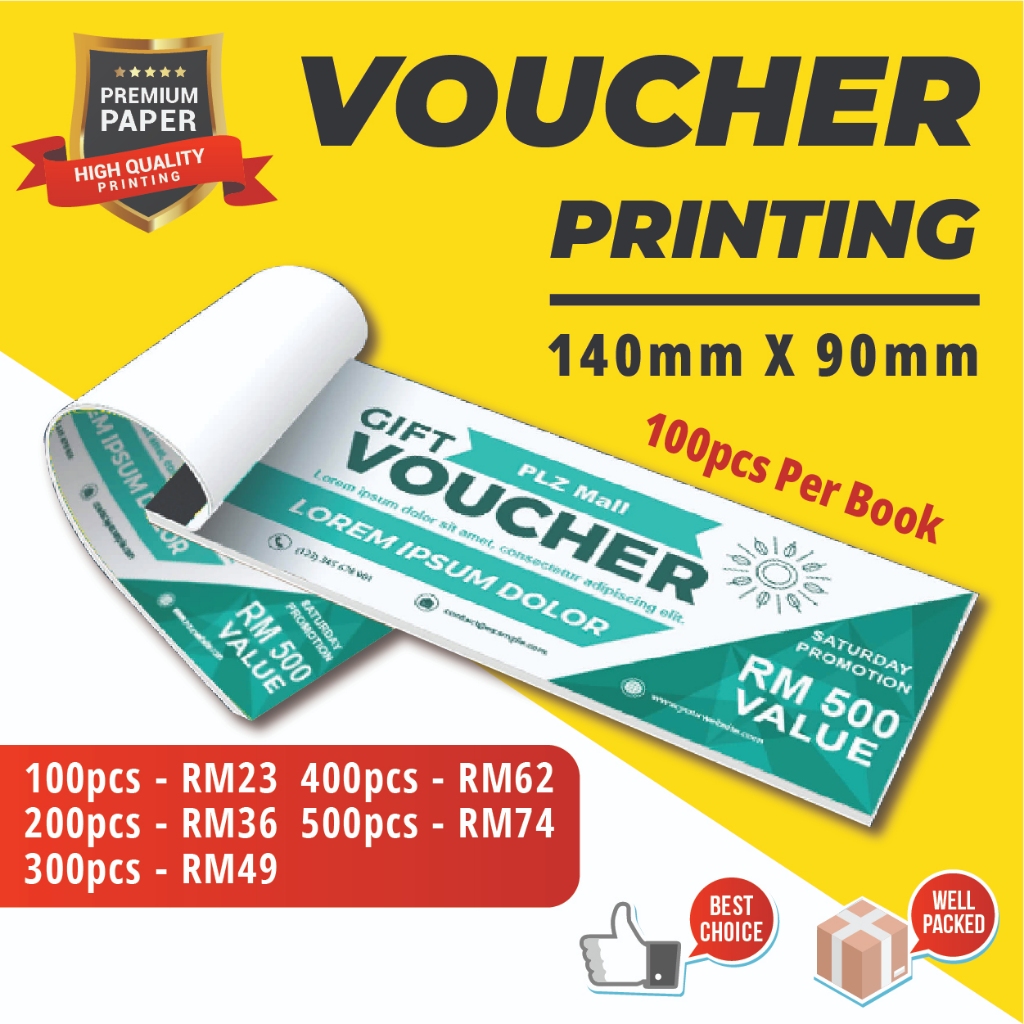 VOUCHER PRINTING 140MM X 90MM | WITH NUMBER | BOOK BINDING | COUPON ...