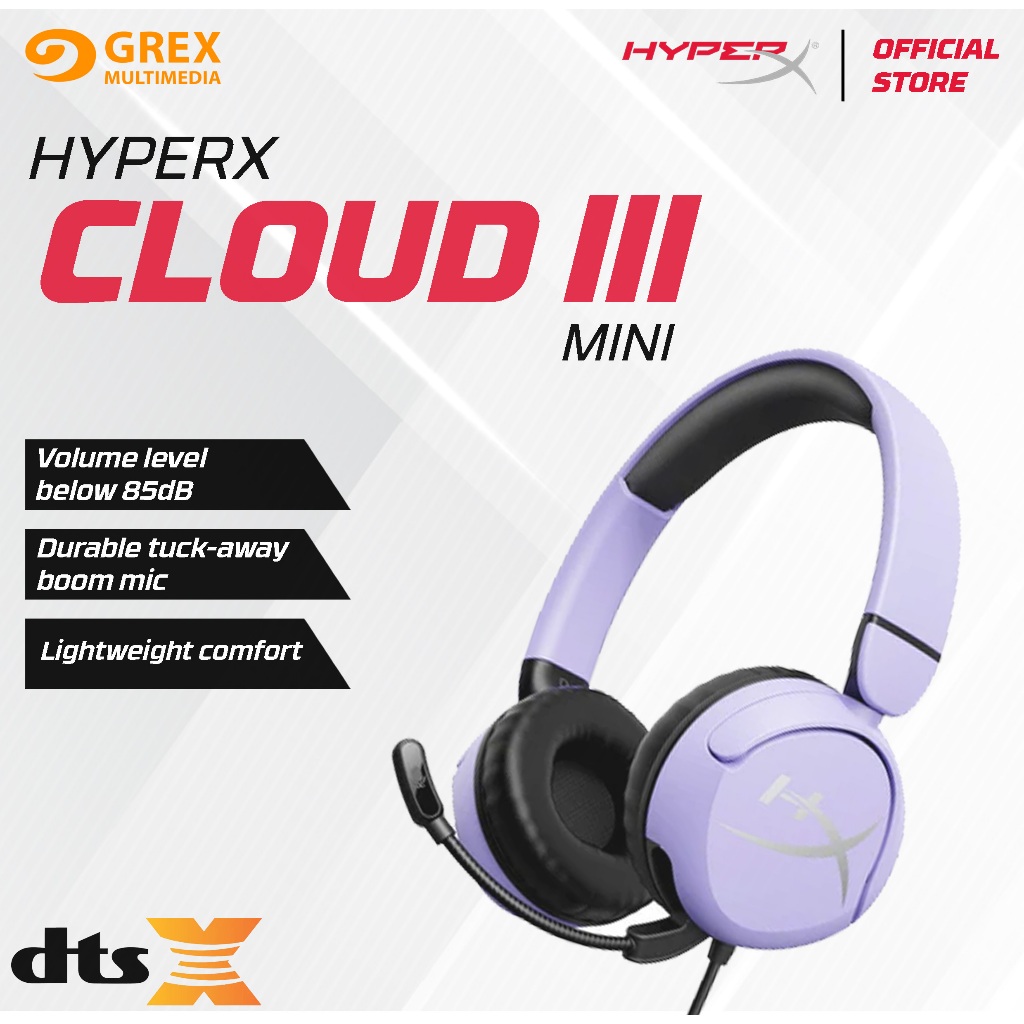 HyperX Cloud Mini - Wired Headset Lavender [7G8F5AA] | Shopee Malaysia