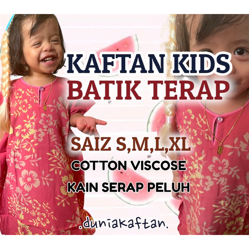 KAFTAN KIDS CORAK BATIK TERAP KAIN COTTON BAJU KELAWAR TIDUR BUDAK ...