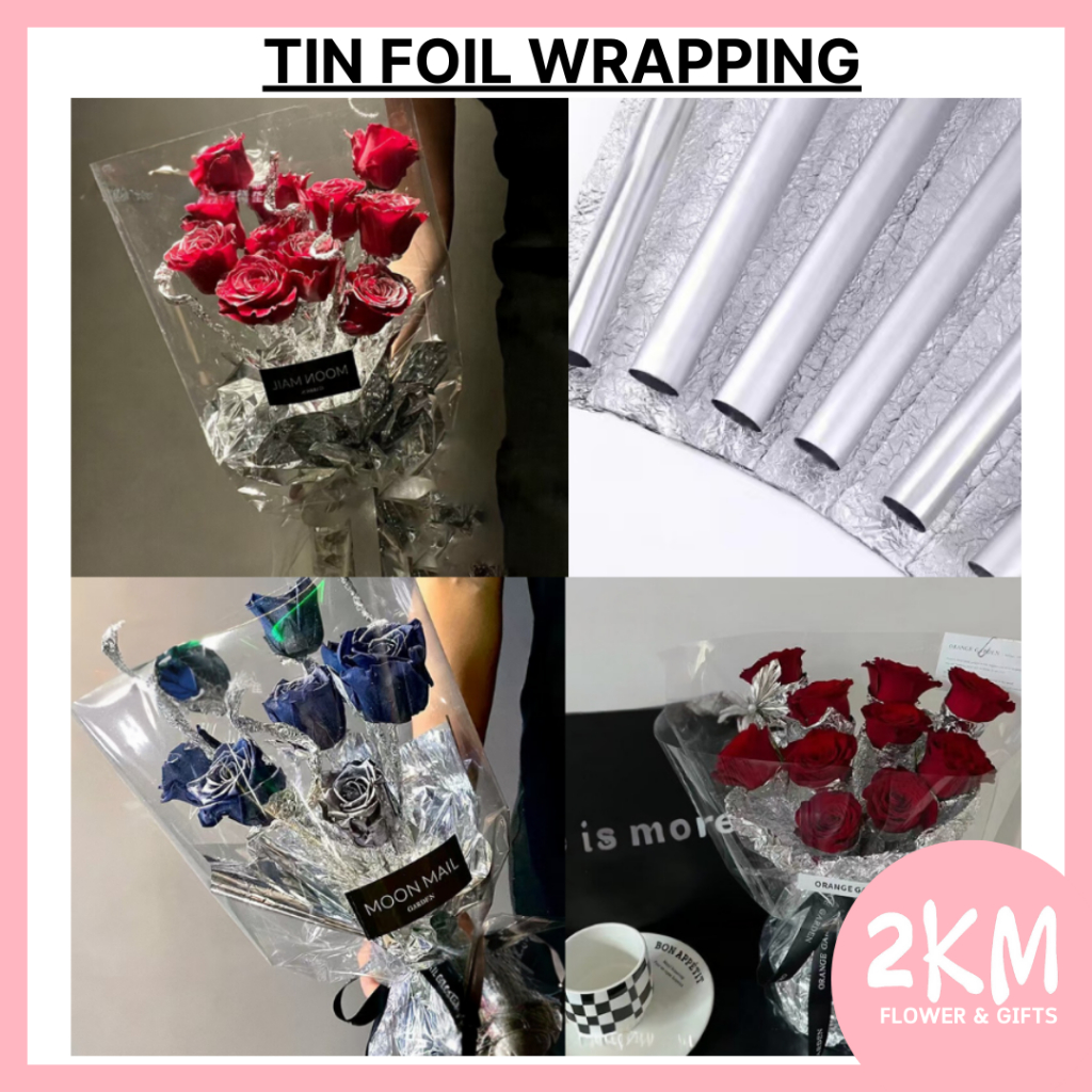 (1ROLL) TIN FOILFlower Wrapping Paper Bouquet Sydney Metallic Gift ...