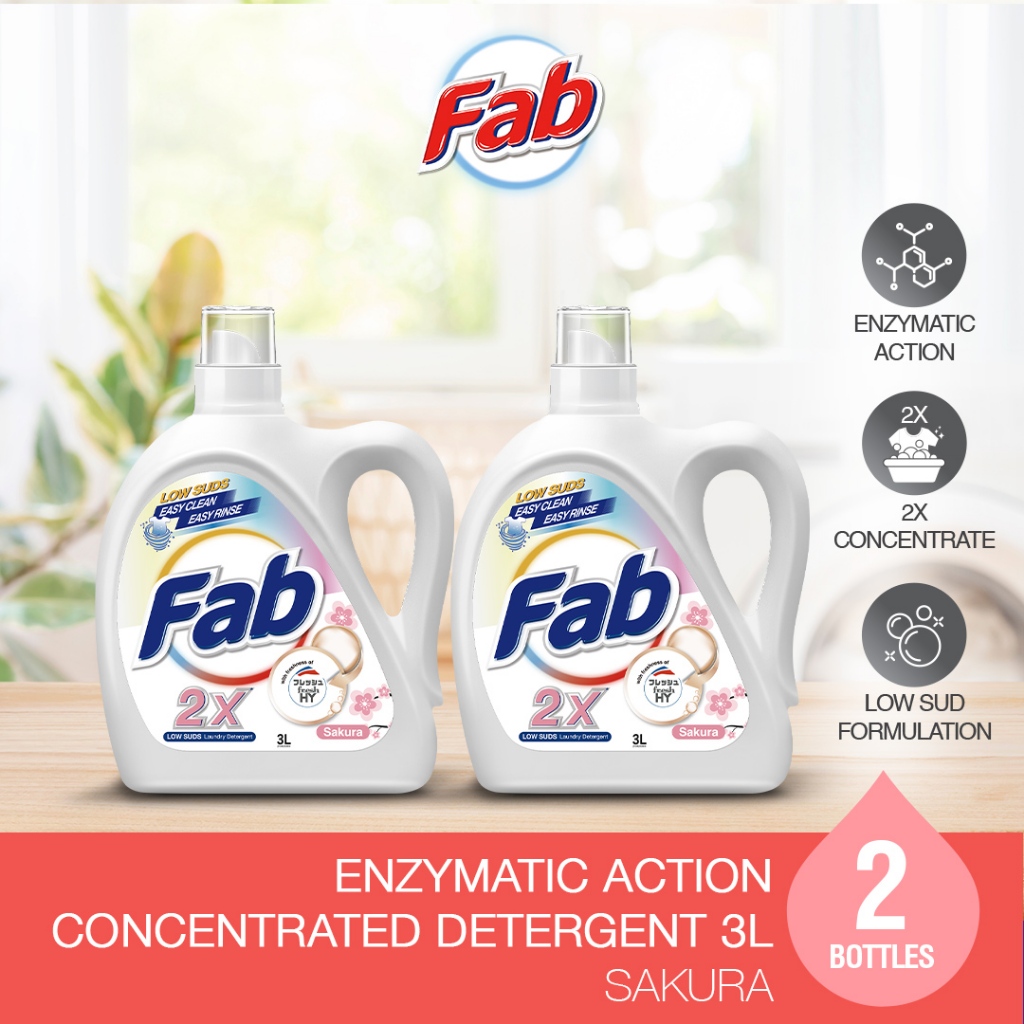 [TWIN PACK] Fab 2X LOW SUDS Laundry Detergent 3L | Shopee Malaysia