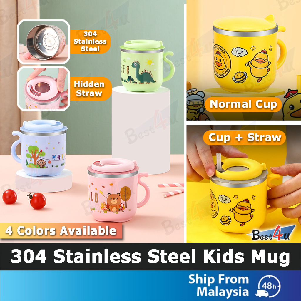 BEST4U 300ml Stainless Steel Mug Cup for Kids | Sus304 Children Cartoon ...