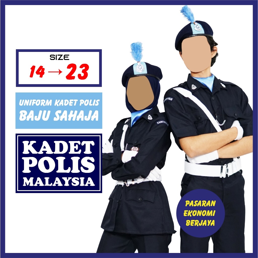 BAJU UNIFORM KADET POLIS BIRU SEKOLAH LENGAN PENDEK DAN LENGAN PANJANG ...